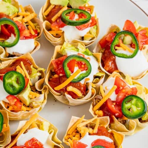 Mini Wonton Taco Cups Everyone Grabs First