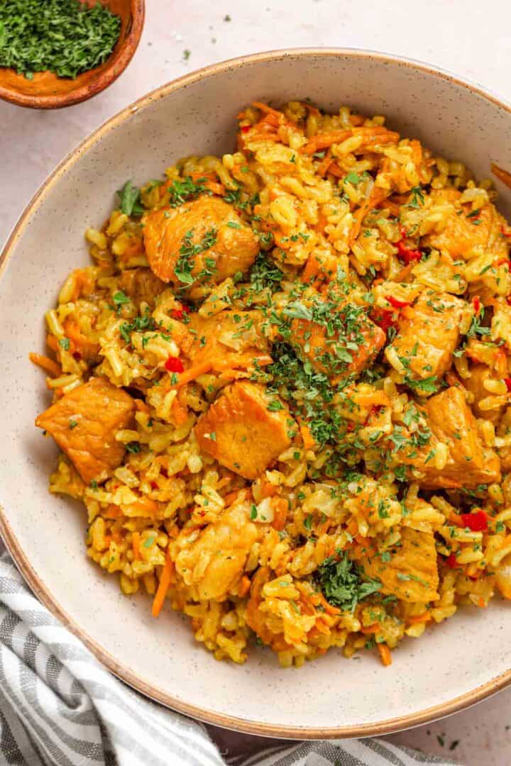 Easy One-Pot Pork Pilaf with Brown Rice